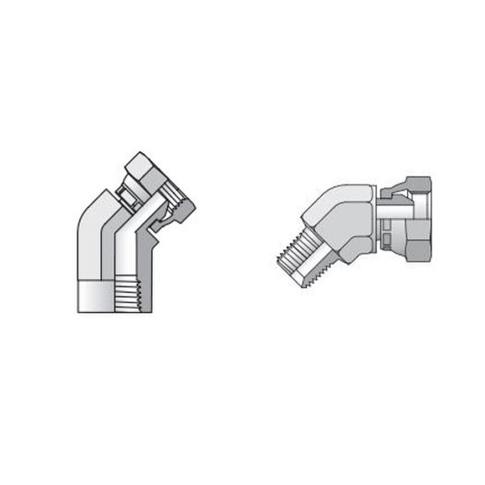 Pipe Swivel - NPT/NPTF to NPSM Swivel - 45 Elbow | Depatie Fluid Power